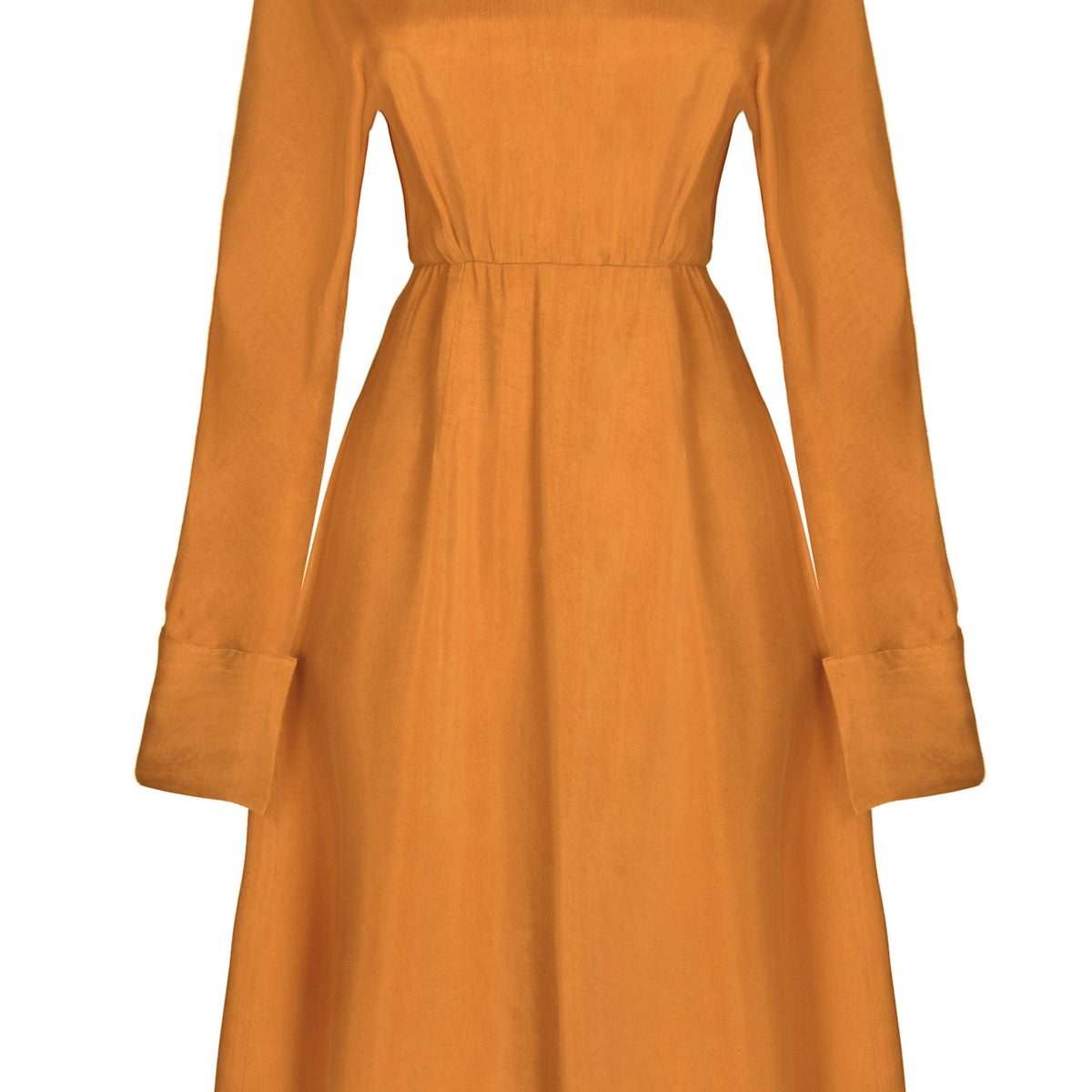 Mustard Yellow Midi Dress – Eco-Friendly Long-Sleeve Style By Sarvin