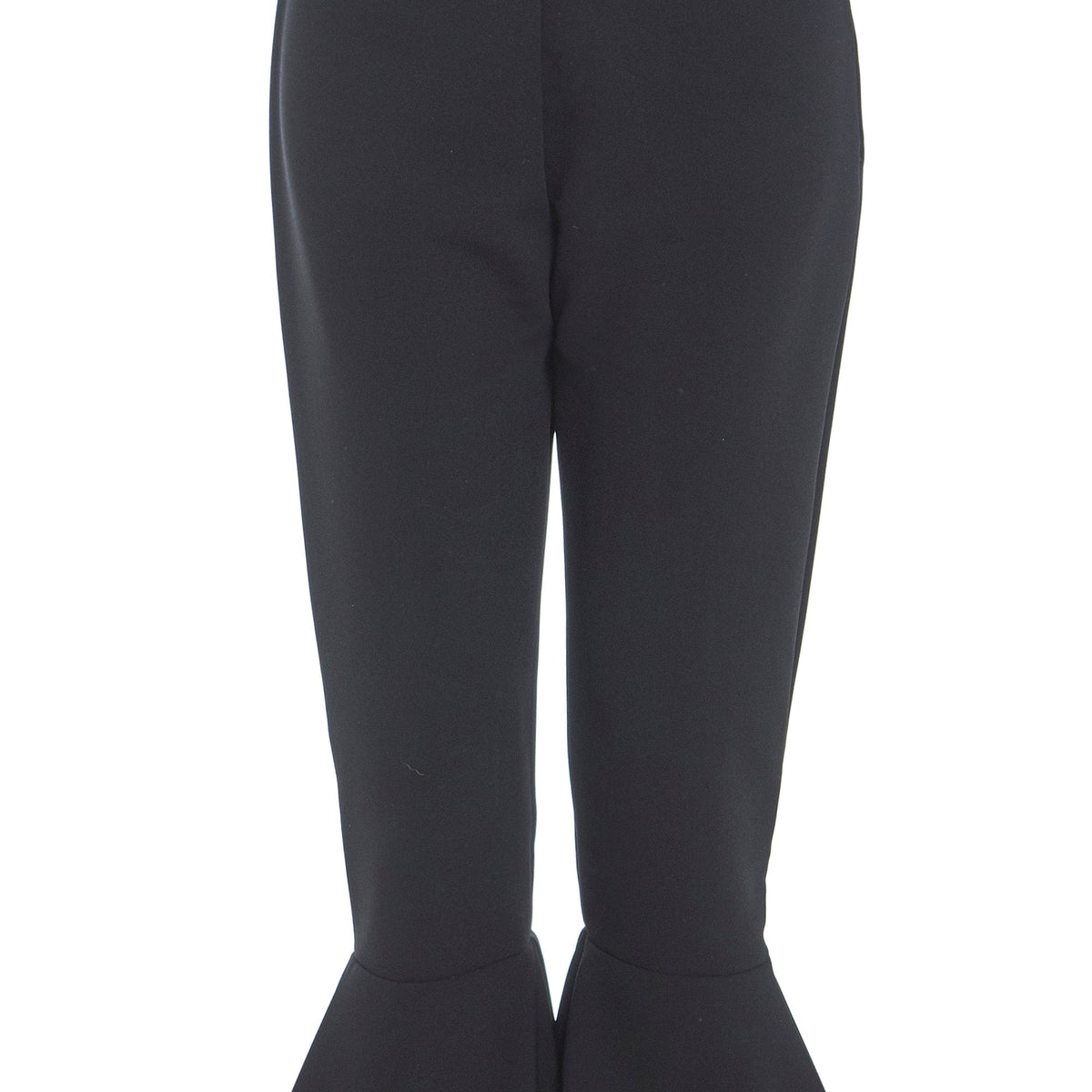 black frill hem trousers – cropped high-waist tailored style By Sarvin